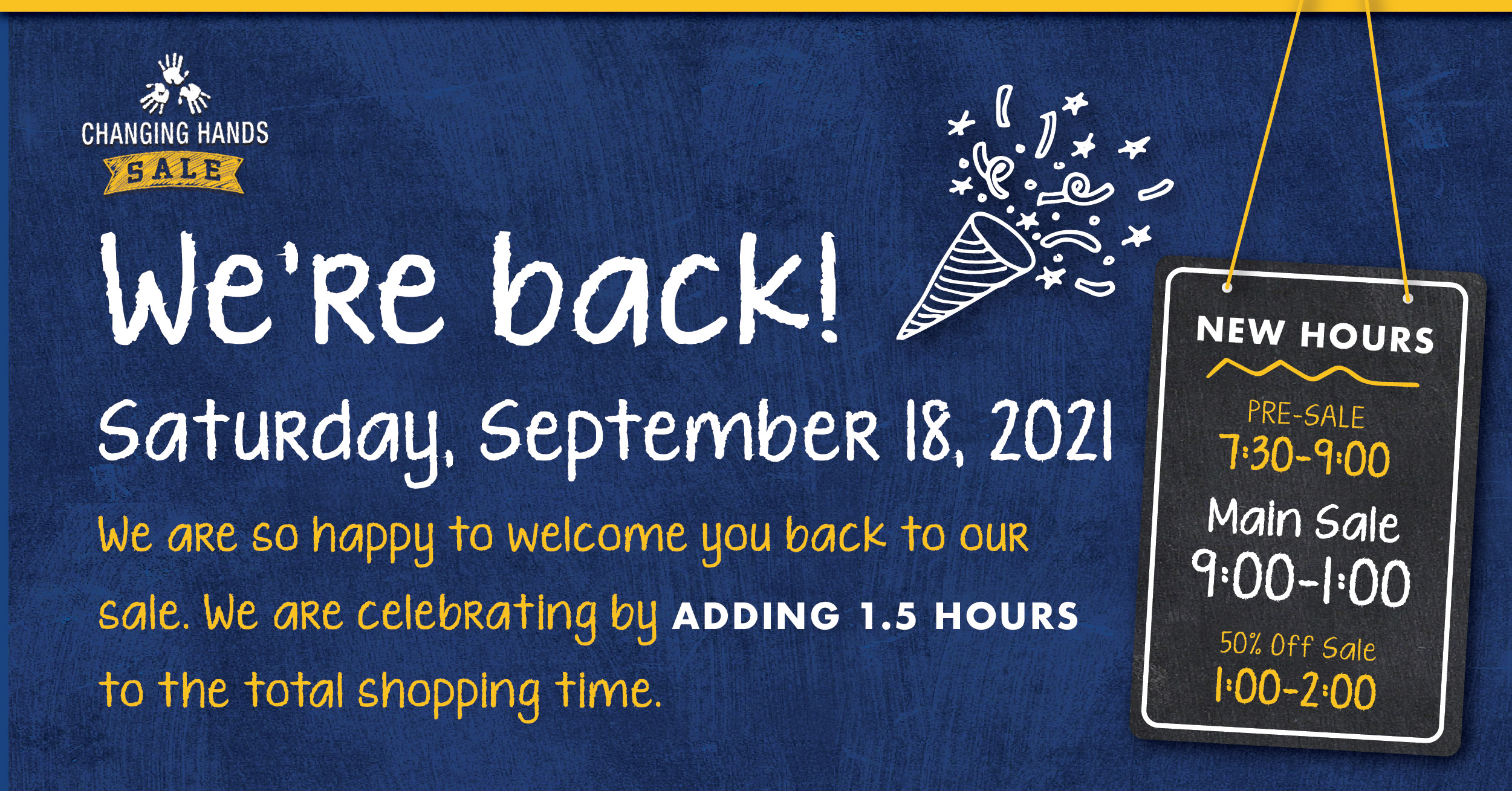 Changing Hands Sale – Fall Sale – Saturday, September 18, 2021